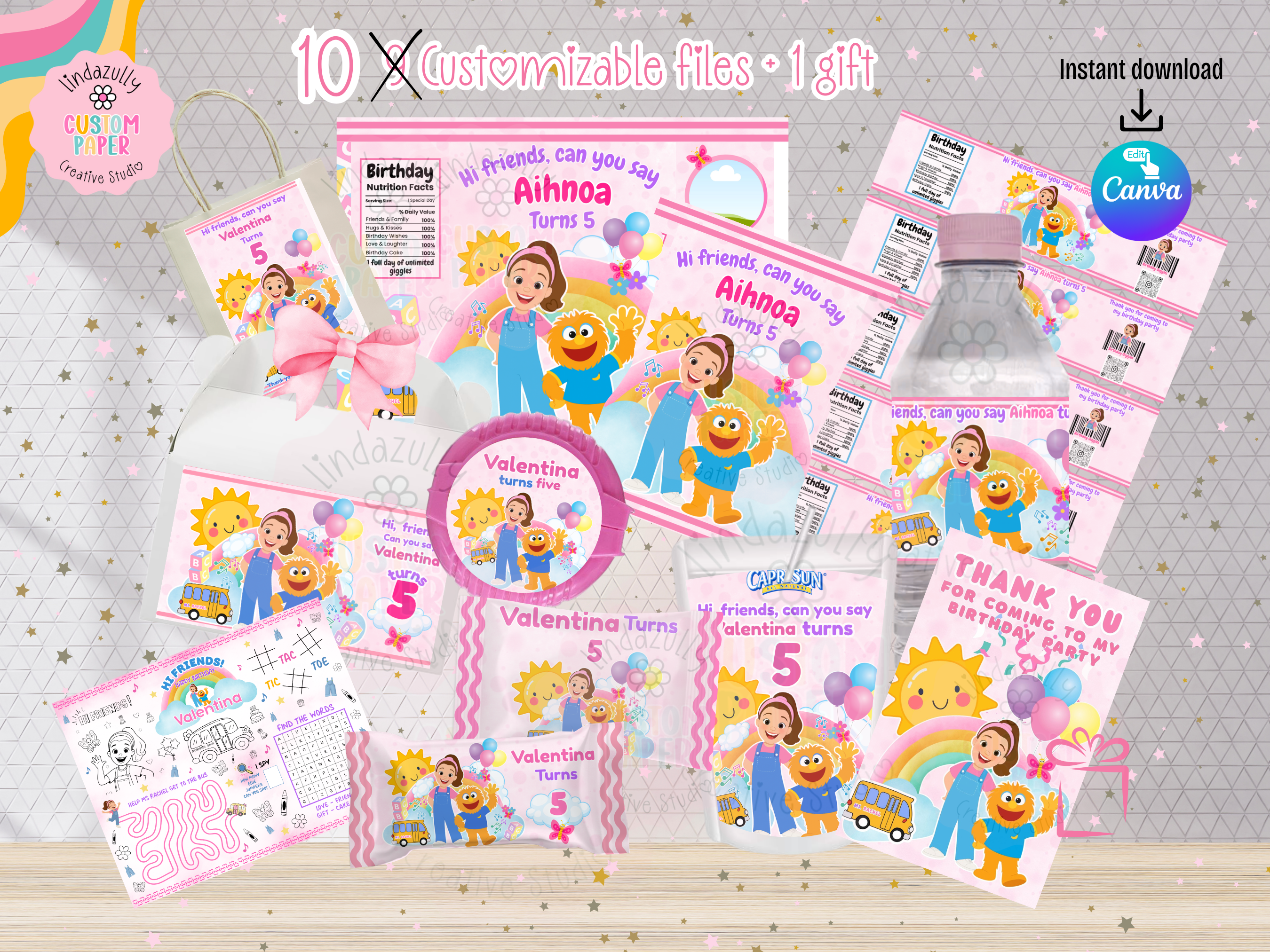 MS Rachel Printable Party Bundle Kit (Digital file) Personalize in Can ...